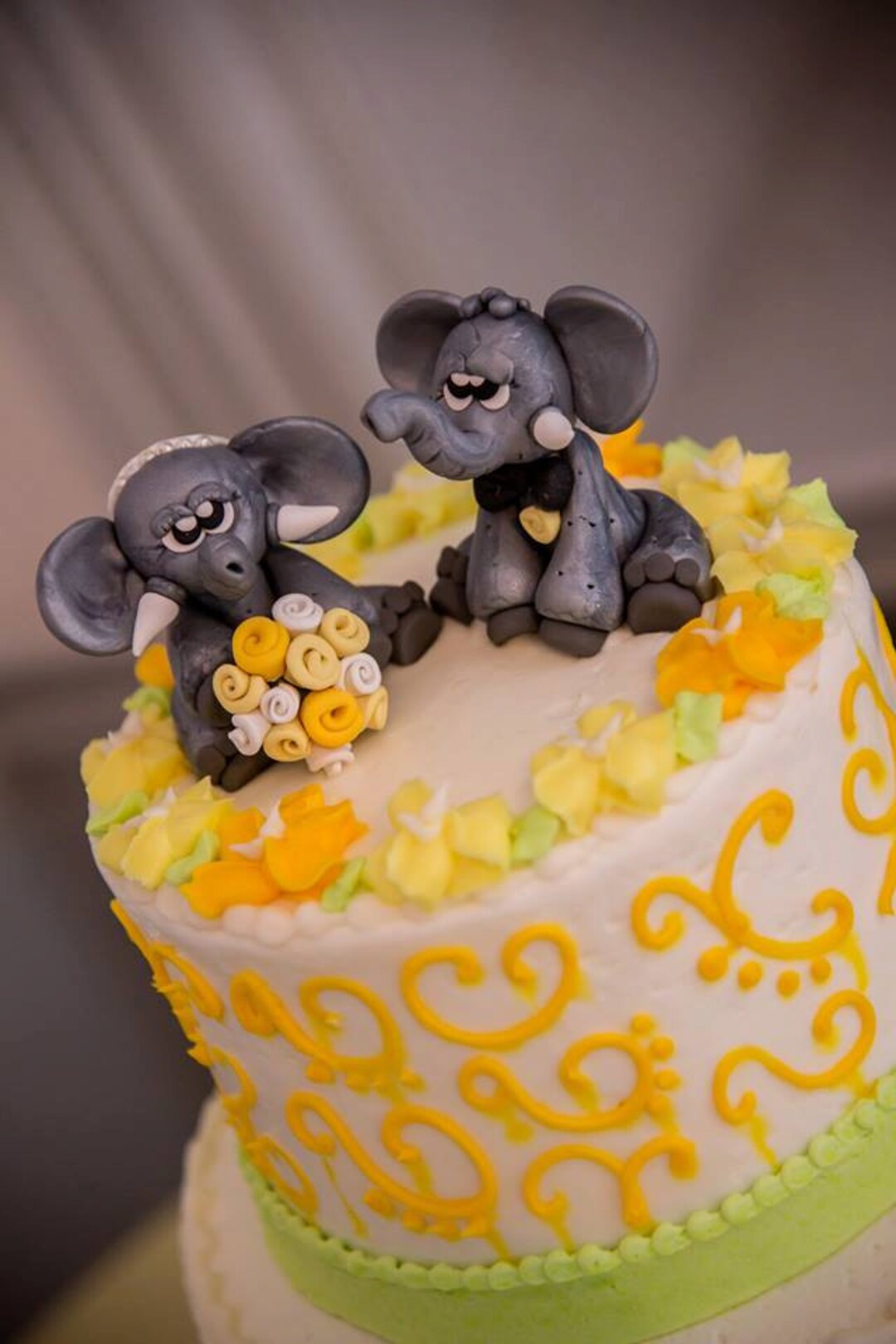 Cake Topper Elephant Wedding, Elephant Bride and Groom, Bridal Shower ...