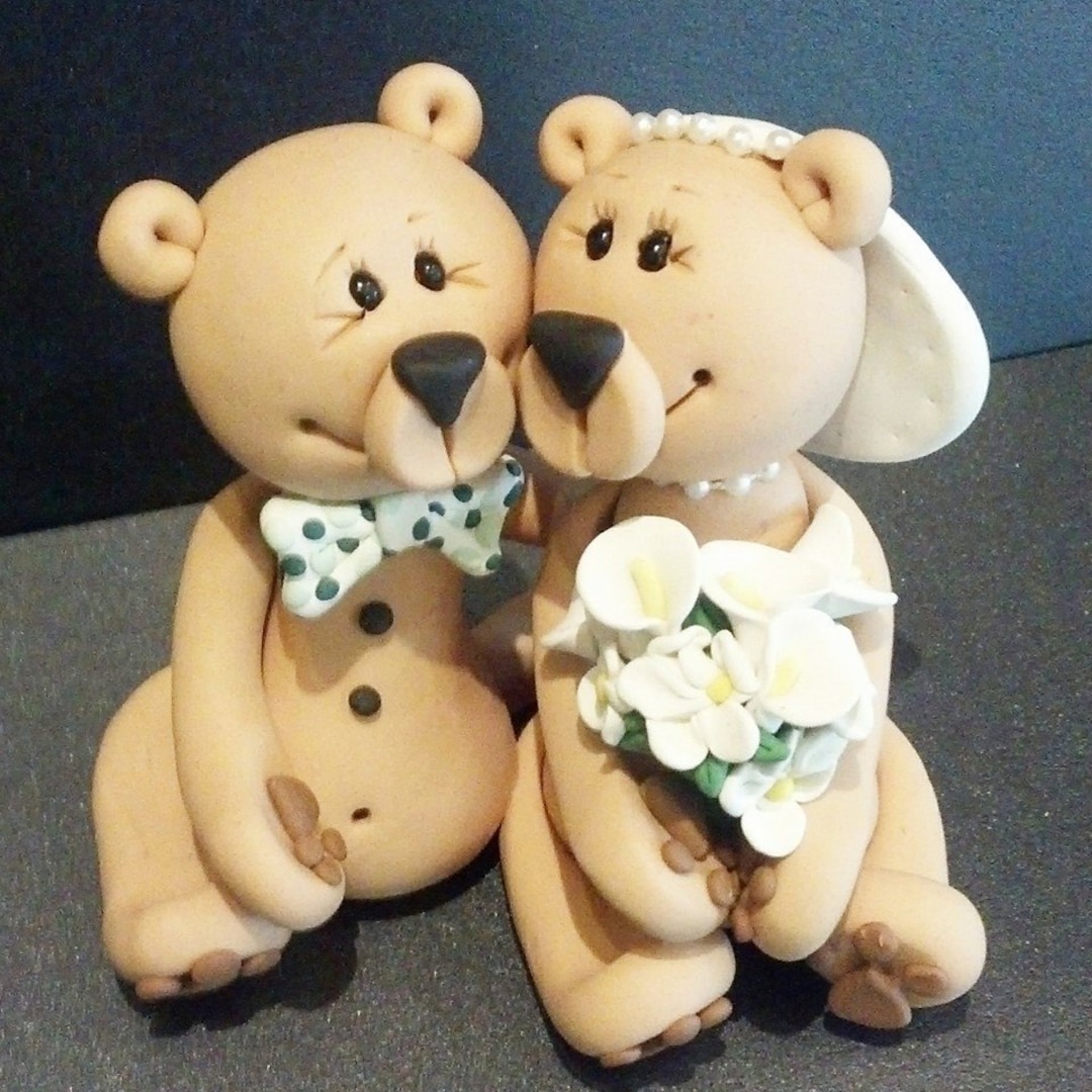 Cake Topper Bears Wedding, Bear Bride and Groom, Bridal Shower Gift ...