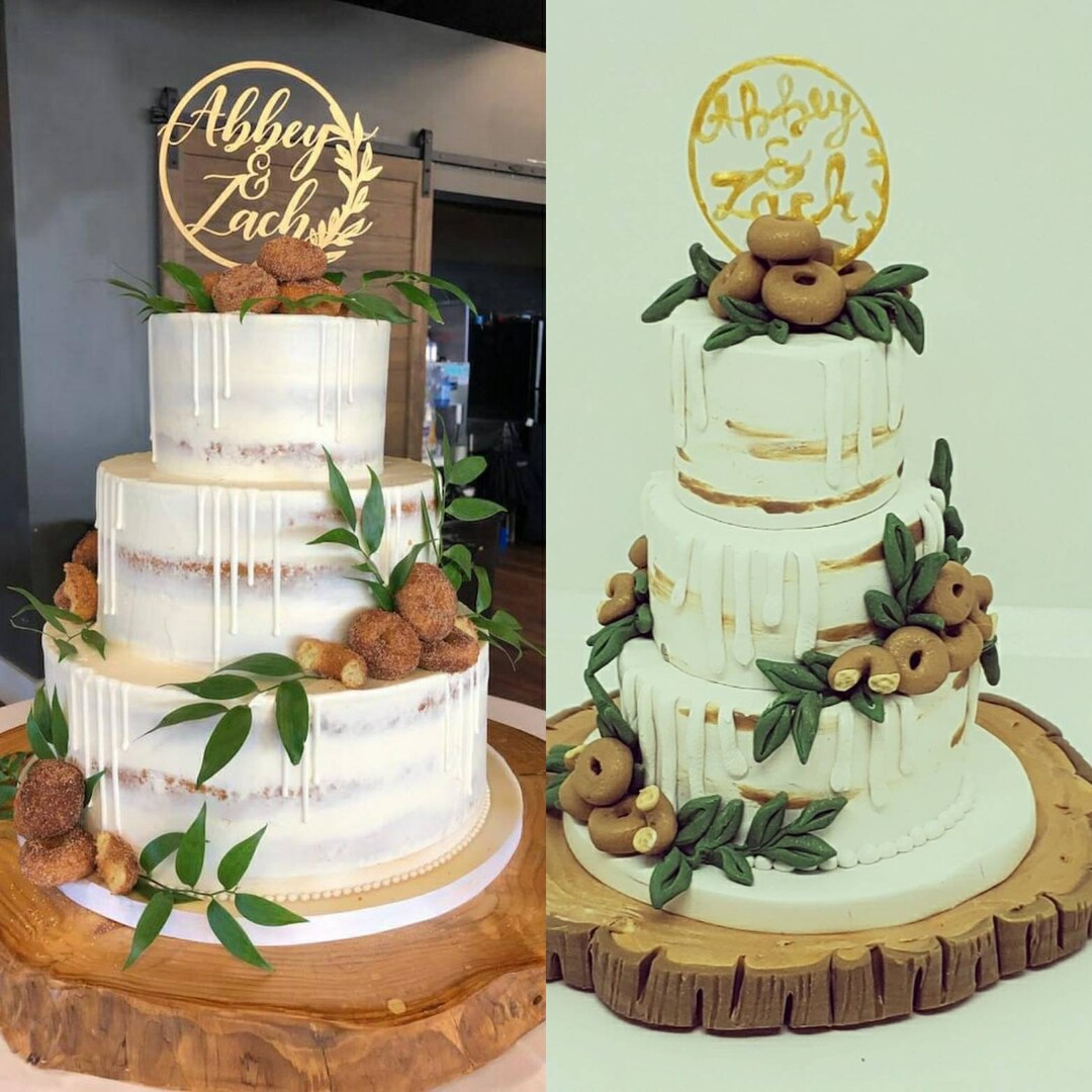 Rustic Wedding Cake Replica, Replica Wedding Cake Ornament, Burlap ...