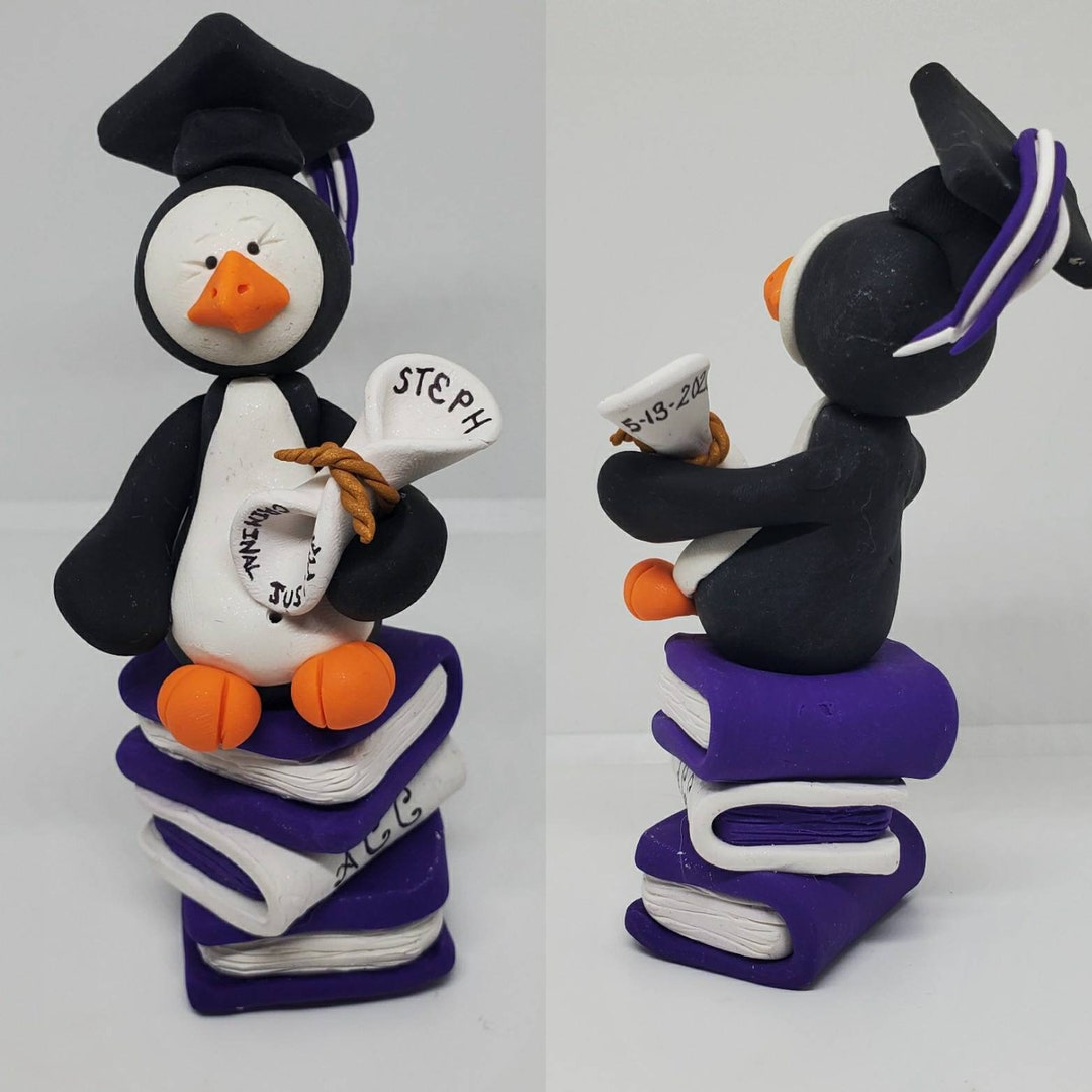 Cake Topper Graduation Penguin With Cap and Gown Personalized Custom ...