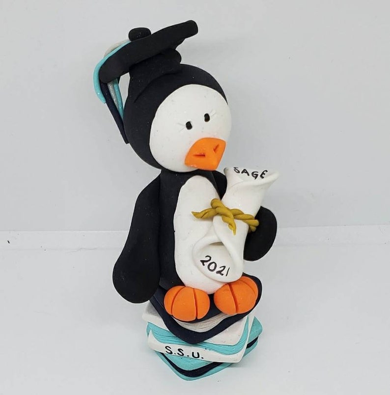 Cake Topper Graduation Penguin With Cap and Gown Personalized Custom ...