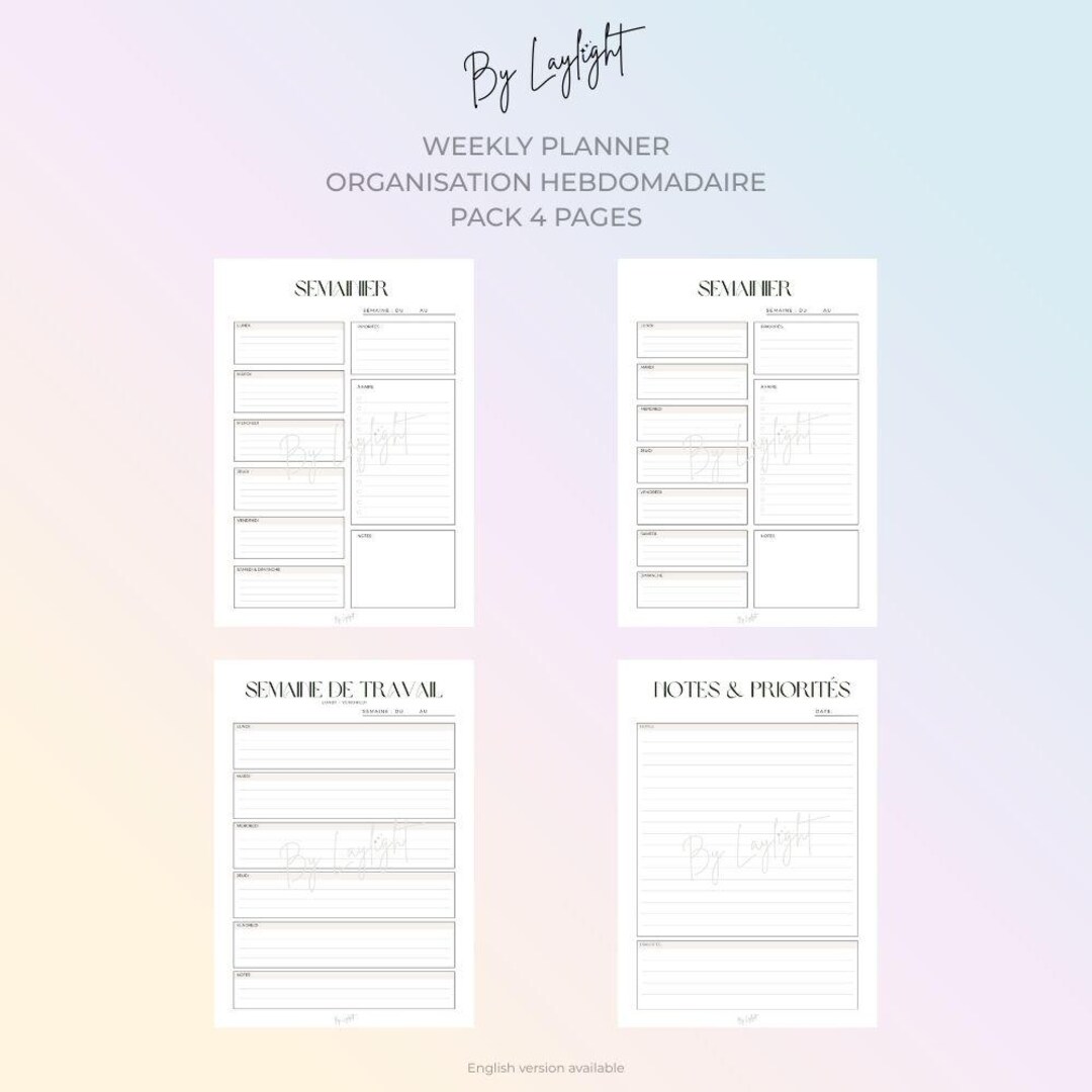 Minimalist Weekly Planner Printable (french) | Weekly Planner PDF ...