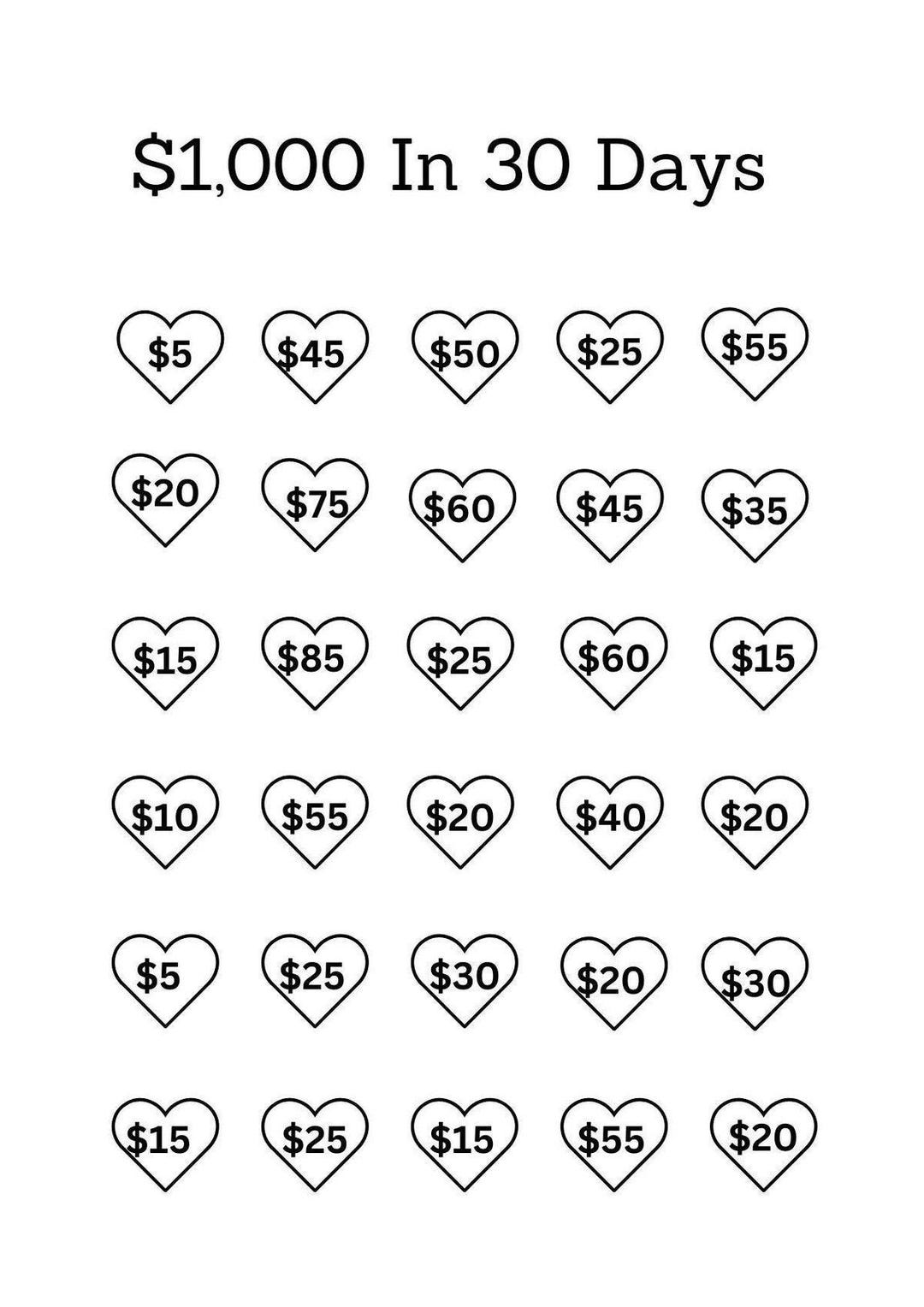 30 Day Savings Challenge - Etsy