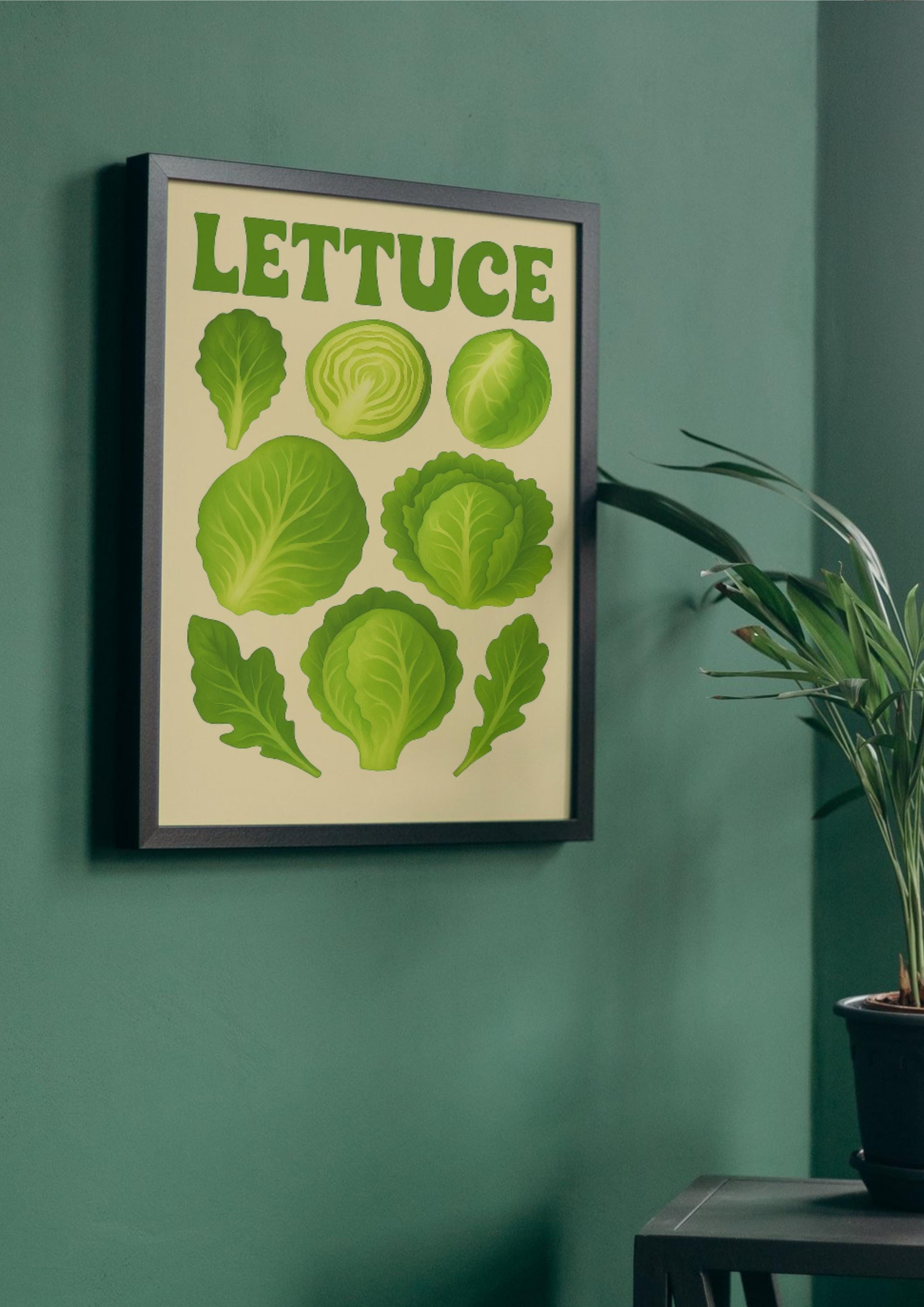 Lettuce Wall Art Printable – Vintage Vegetable Poster – Kitchen Decor ...