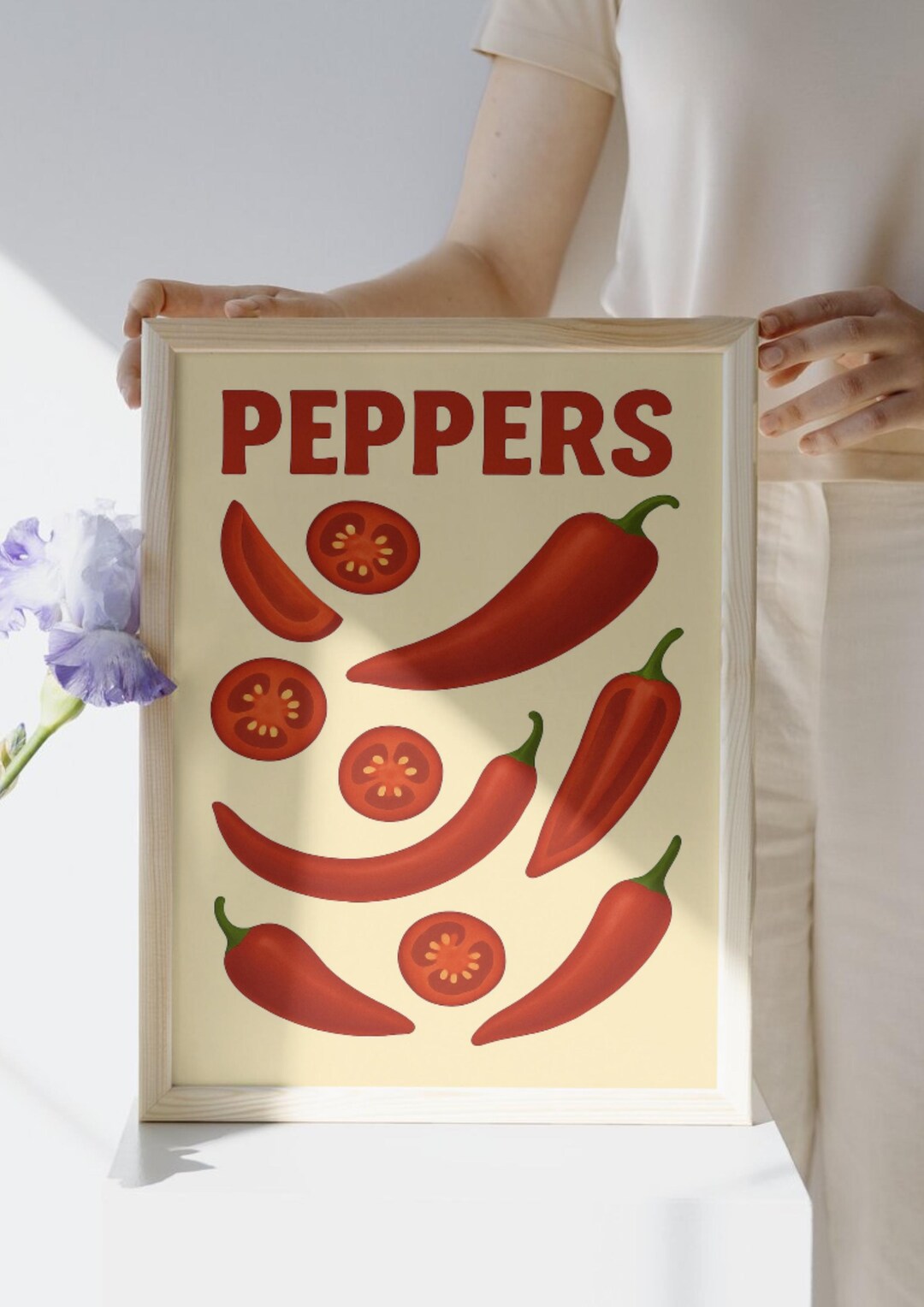 Vintage Chili Pepper Kitchen Print: Retro Vegetable Poster (digital ...