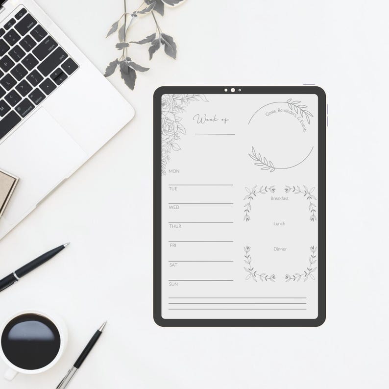 Undated Weekly Planner PDF | E-ink Layout for Kindle Scribe, Supernote ...