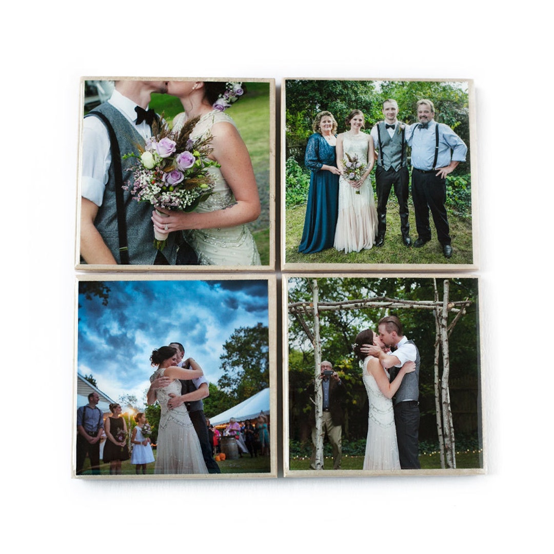 Custom Photo Coaster Set (4 Stone Coasters: Black and White OR Color ...