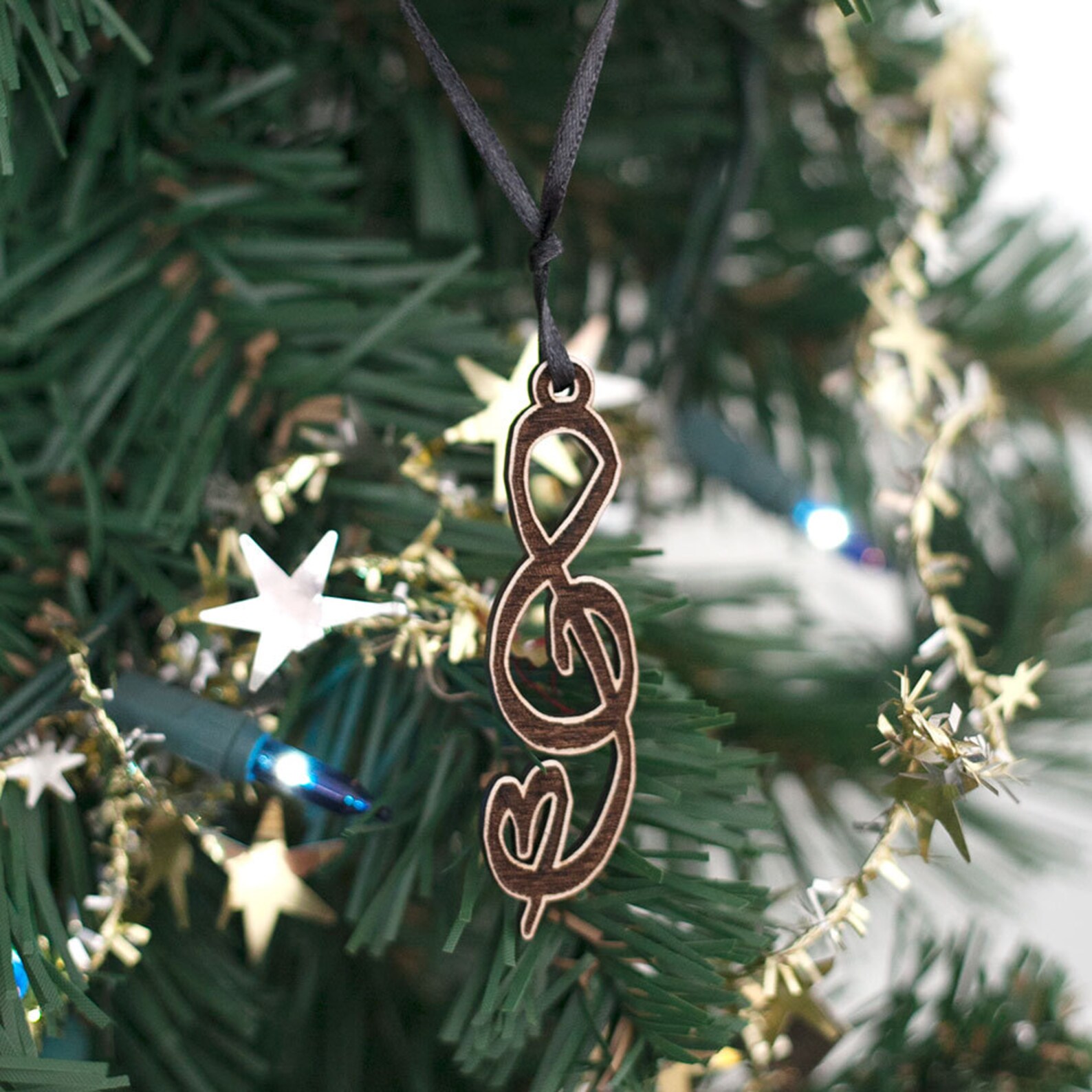 Music Ornaments: Treble Clef With Heart (laser Cut Wood) Christmas Tree ...