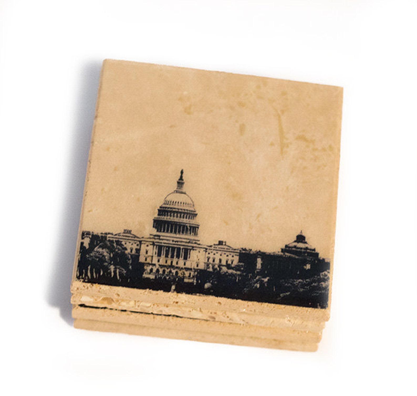 Washington DC Skyline Coaster Set (4 Stone Coasters, Black & White ...