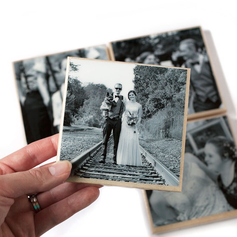 Custom Photo Coaster Set 4 Stone Coasters: Black and White OR Color ...
