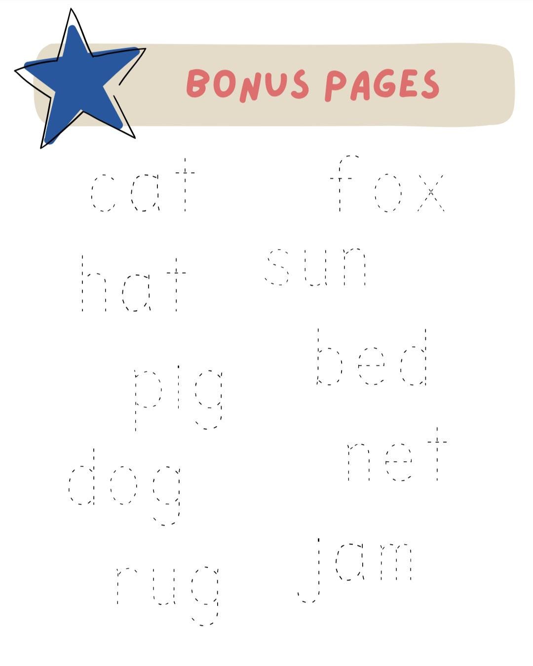 Bonus Pages CVC Word Tracing - Kids Educational Printables - 8 Pages ...