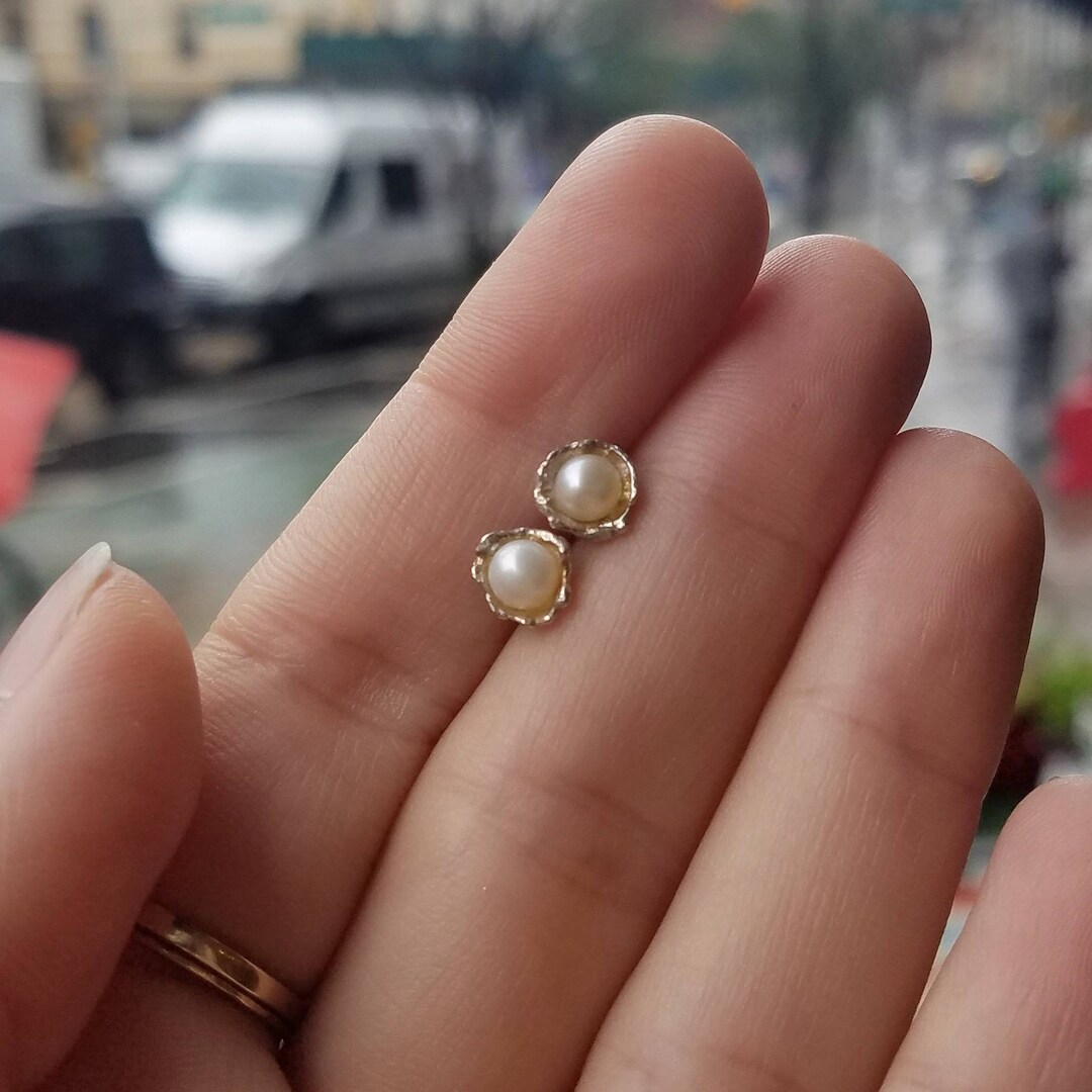 Diviner's Pearl Earrings Water Cast Pearl Studs Oyster - Etsy