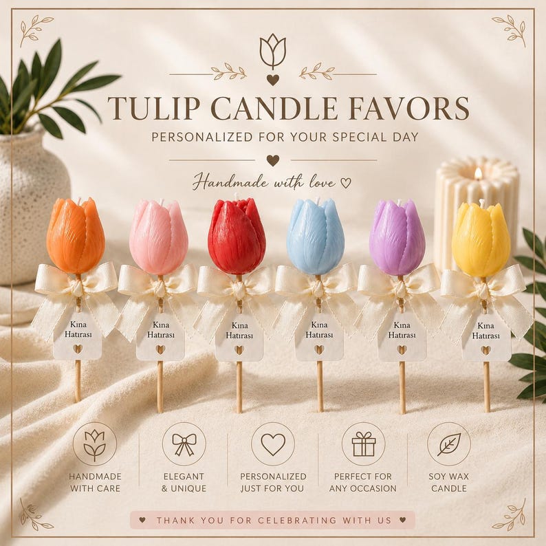 Handmade Tulip Candle Favors, Personalized Bridal Shower, Bachelorette ...