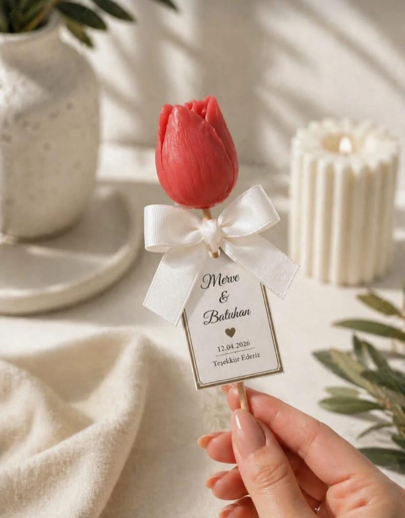Handmade Tulip Candle Favors, Personalized Bridal Shower, Bachelorette ...