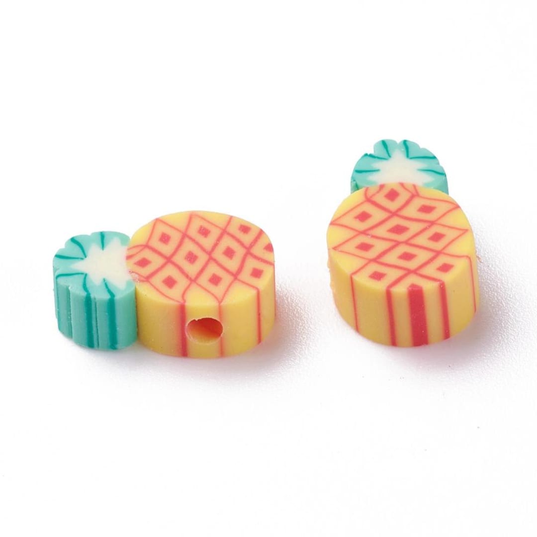 Polymer Clay Beads Pineapple Beads Fruit Beads 16mm Beads Large Beads ...