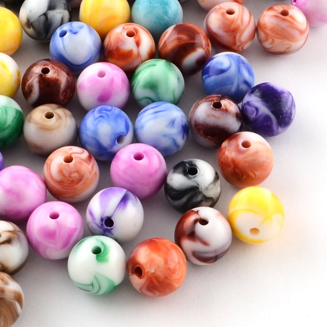 Marble Beads 8mm Acrylic Beads Swirled Beads Assorted Beads Lot 8mm ...