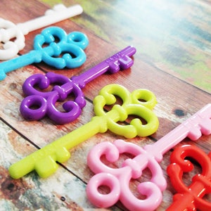 Plastic Key Charms Key Pendants Assorted Keys Skeleton Keys Rainbow ...