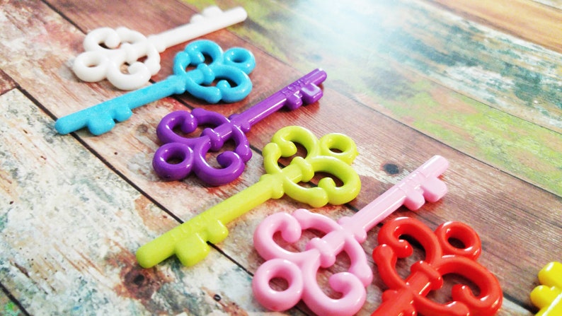Plastic Key Charms Key Pendants Assorted Keys Skeleton Keys Rainbow ...