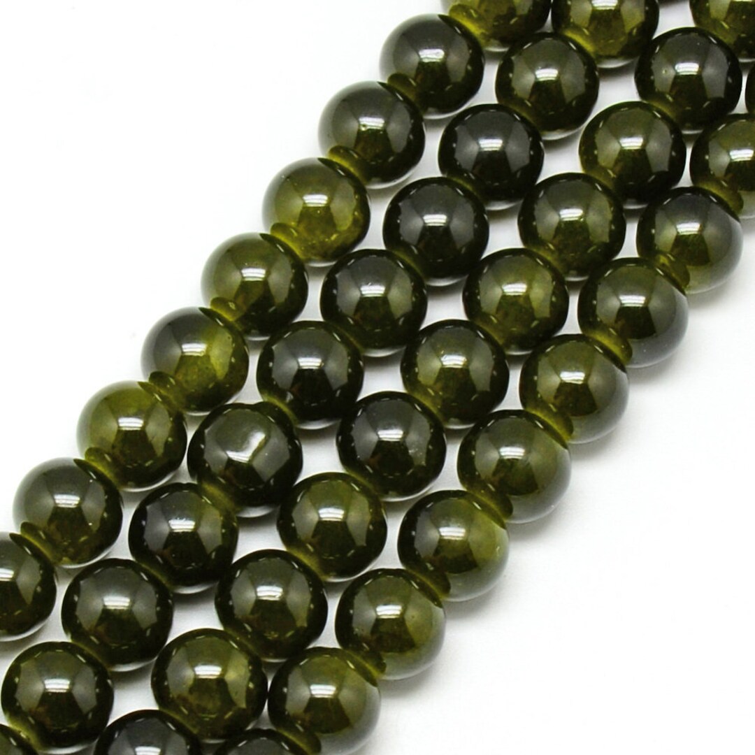 Glass Beads Dark Olive Green Glass Beads Olive Beads 6mm Beads 6mm ...