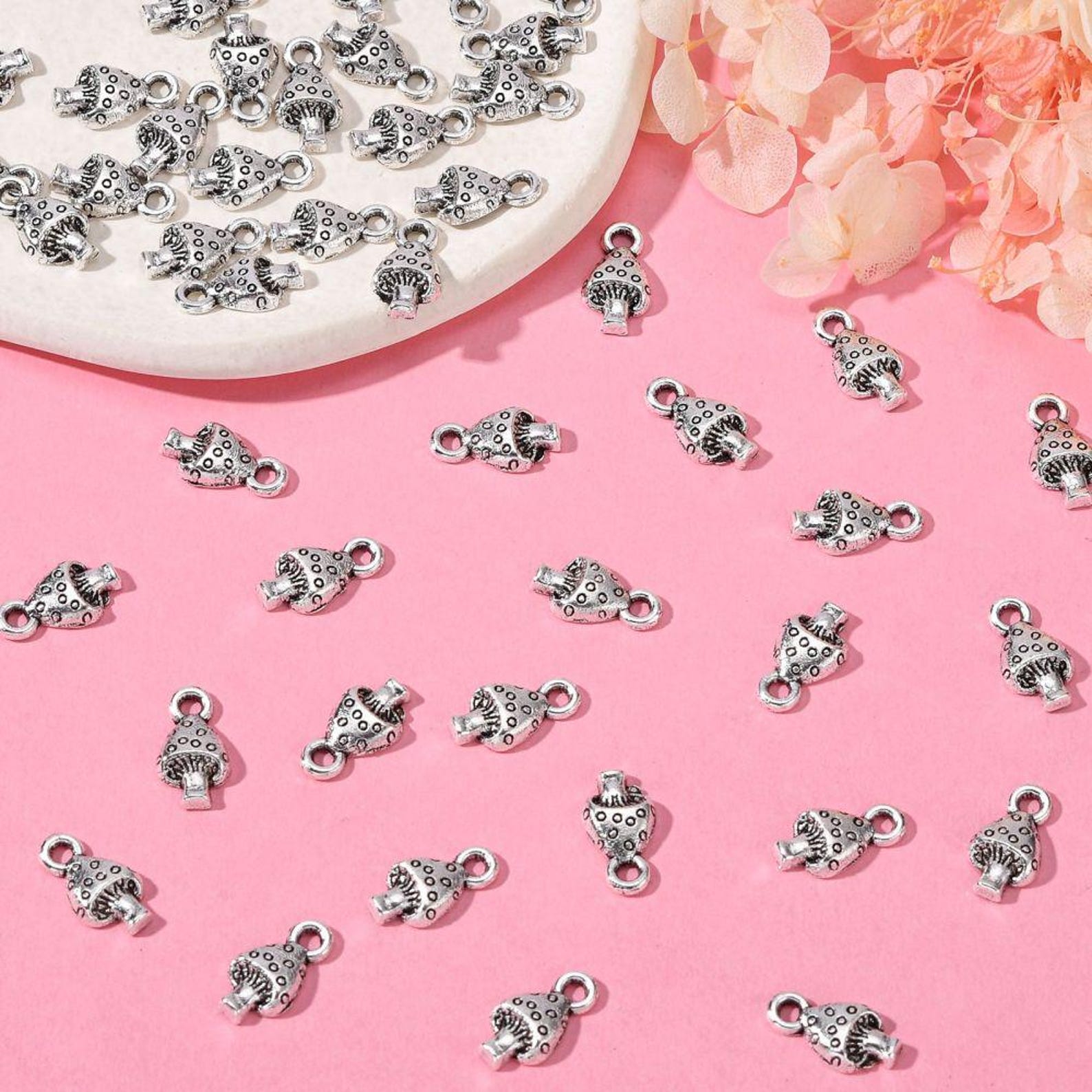 Mushroom Charms Antiqued Silver Mushrooms Miniature Charms Bulk Charms ...