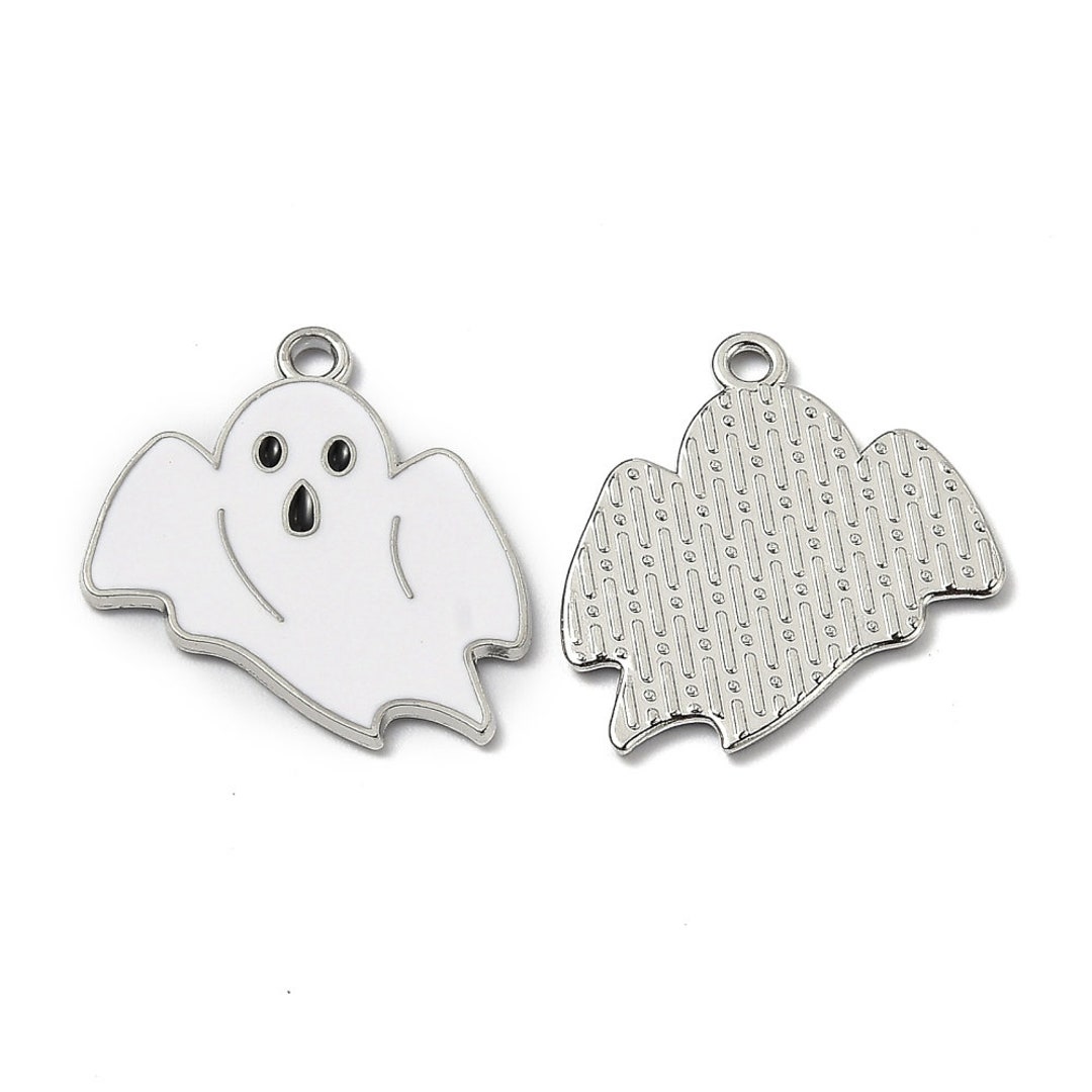 Ghost Charms White Ghost Charms Enamel Charms Spooky Charms Silver ...