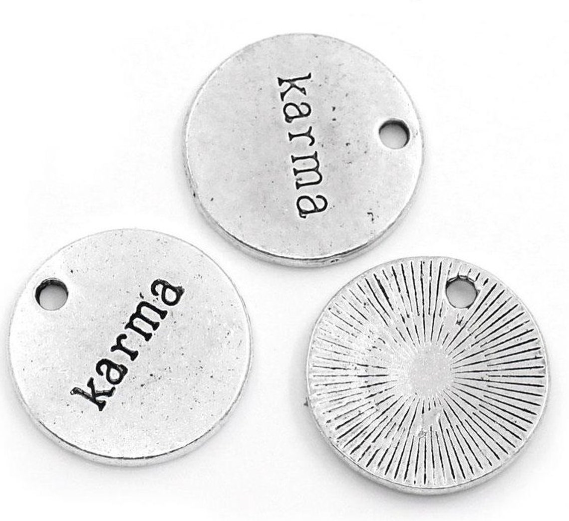 Word Charms Word Pendants Karma Charms Antiqued Silver Quote - Etsy