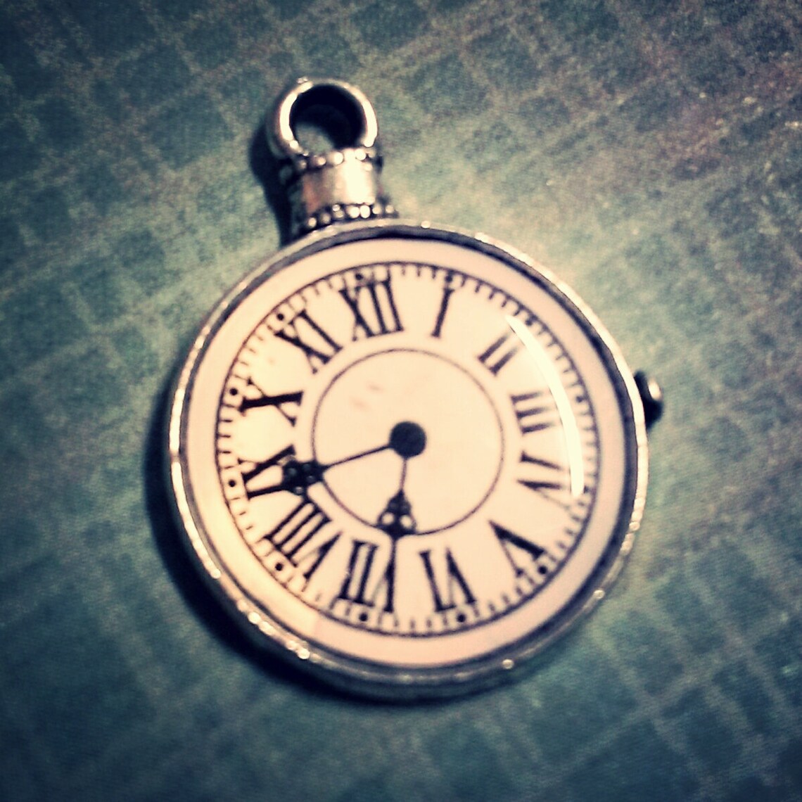 Clock Pendant Antiqued Silver Clock Charm Enamel Charm - Etsy