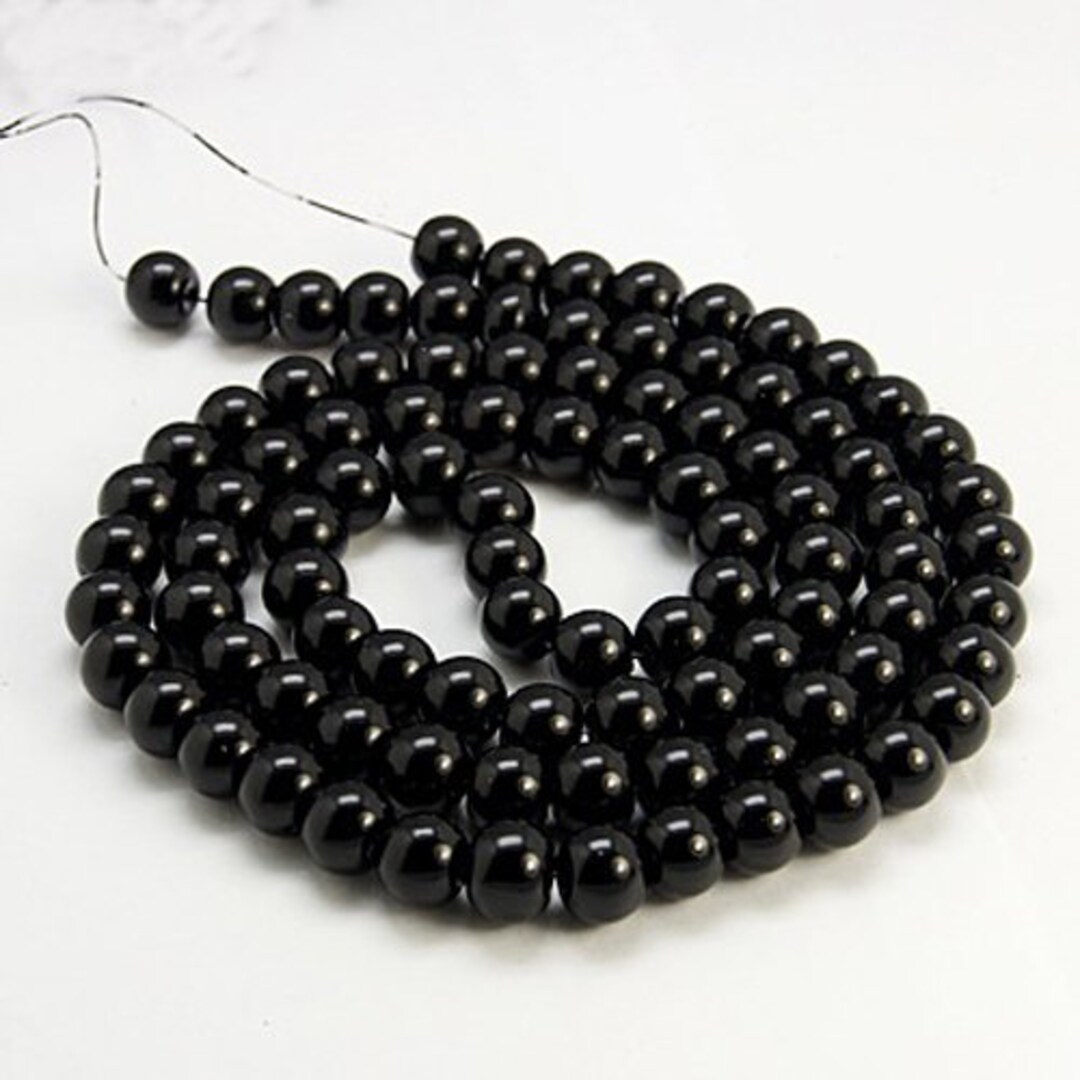 Black Glass Beads 6mm Beads 6mm Black Beads Wholesale Beads Bulk Beads ...