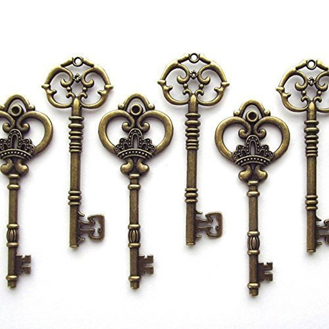 Big Keys Large Skeleton Keys Big Key Pendants Antiqued Bronze Keys ...