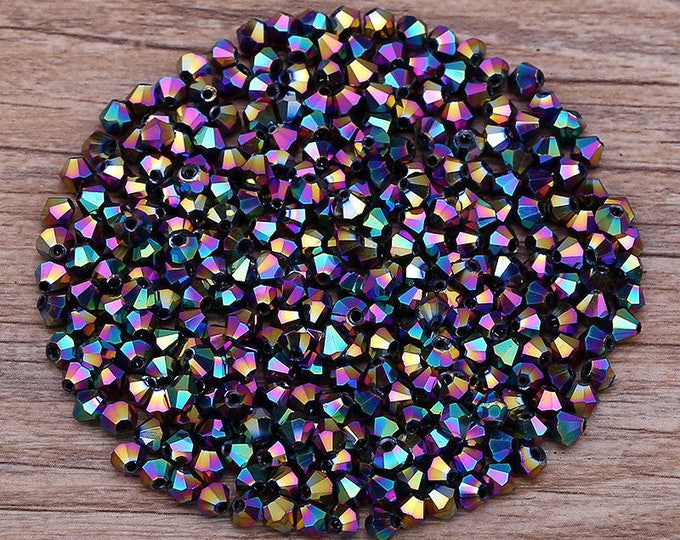 Crystal Beads Bicone Beads Purple Beads 4mm Crystal Beads AB Shimmer ...