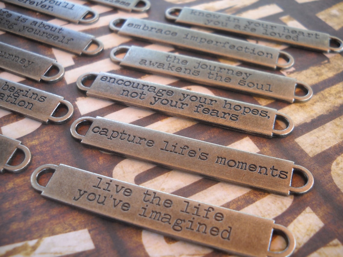 Quote Pendants Connectors Word Pendants Charms Antiqued Silver - Etsy