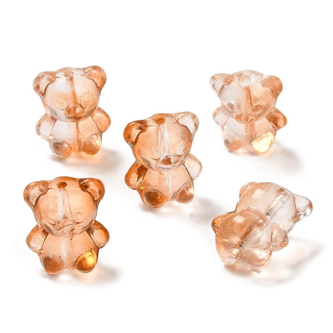 Teddy Bear Beads Large Glass Beads 14mm Beads Teddy Beads Brown Clear ...