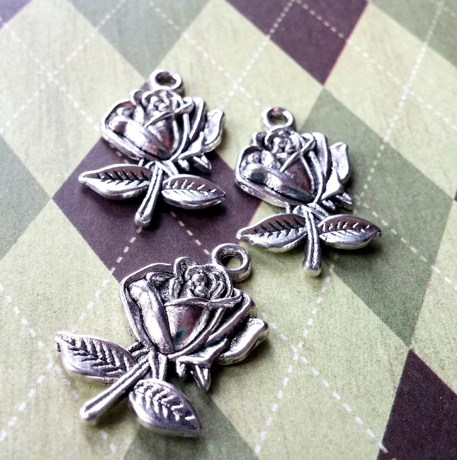 Rose Charms Rose Pendants Antiqued Silver Rose Charms Silver Charms ...