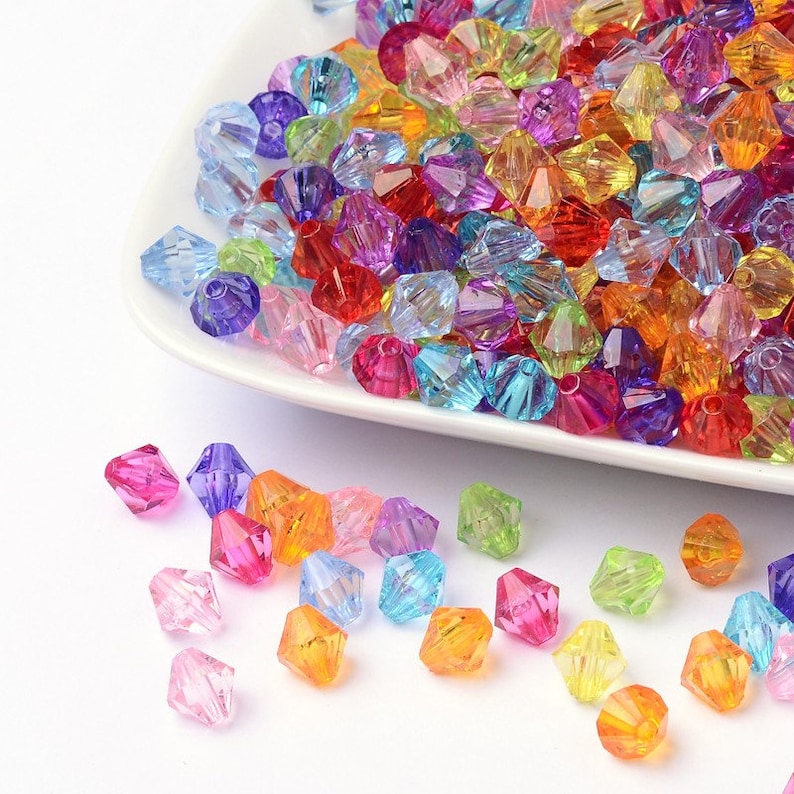 Acrylic Bicone Beads 8mm Bicone Beads Faceted Bicone Rainbow - Etsy