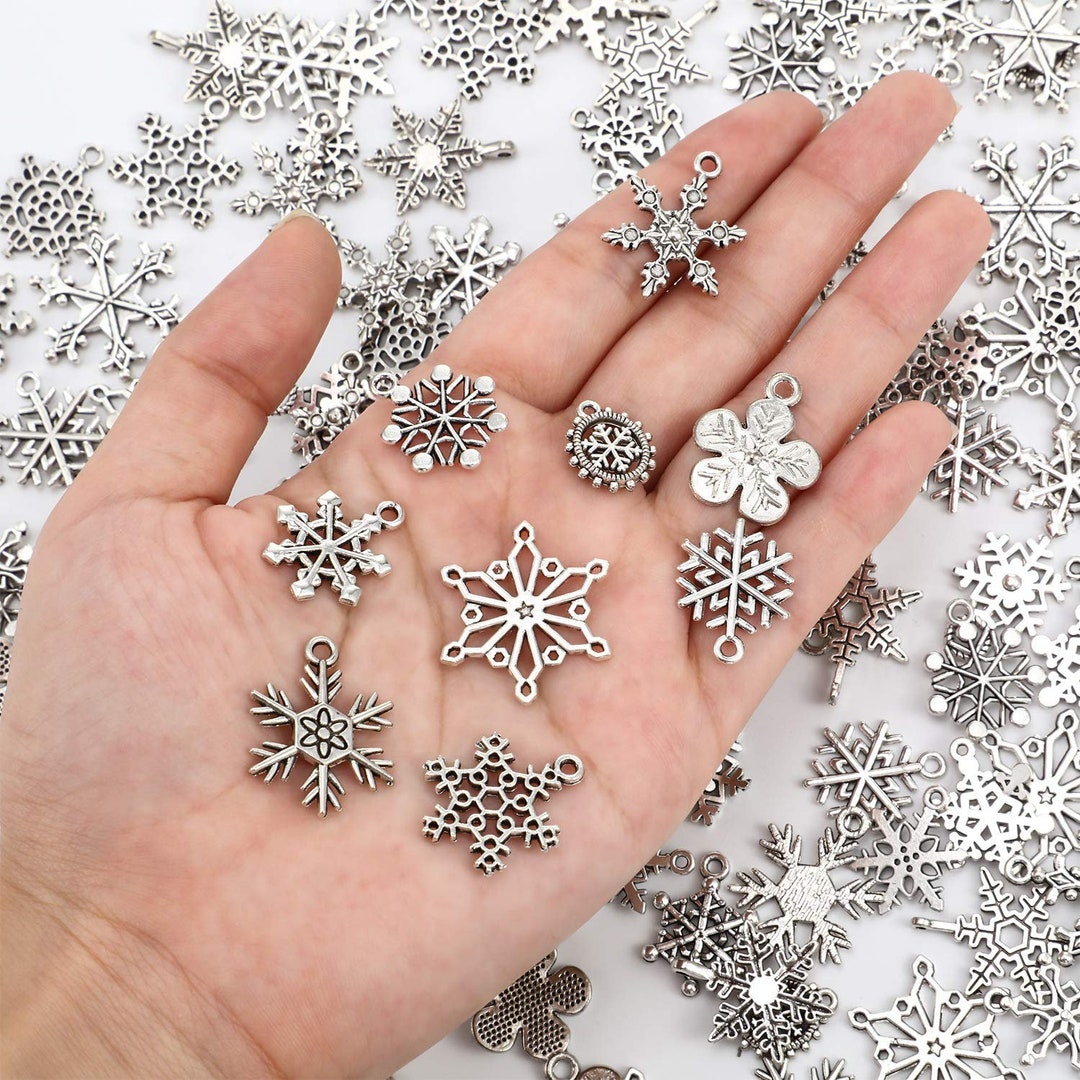 Snowflake Charms Christmas Charms Snowflake Pendants Antiqued Silver ...