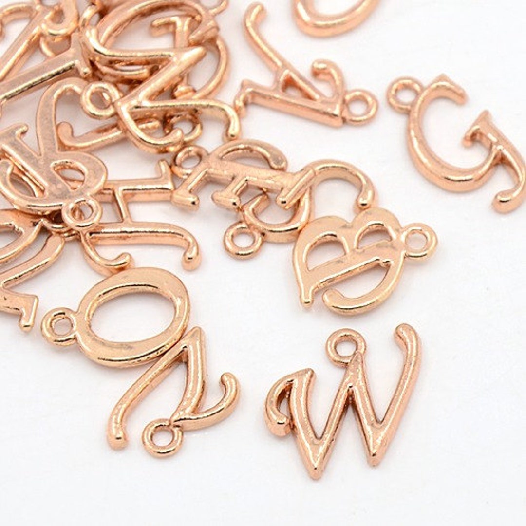 Alphabet Charms Pendants Rose Gold Letter Charms Initial Charms ...