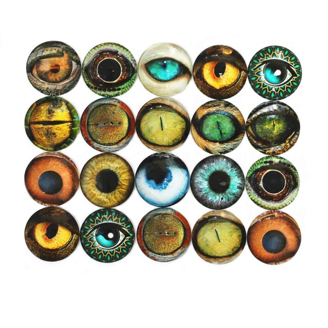Eye Cabochons Round Glass Cabochons Assorted Eyes 40mm Flat Back ...