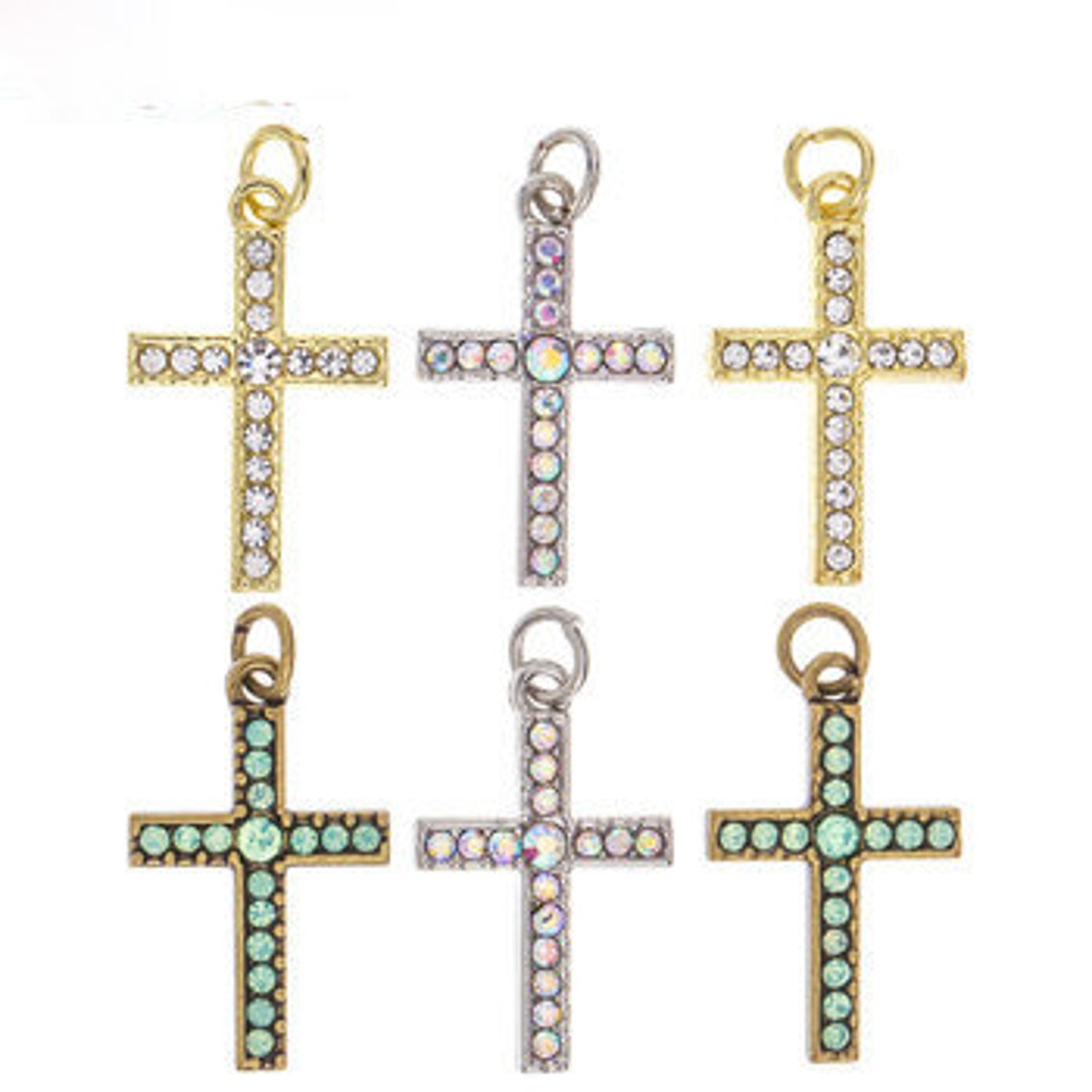 Rhinestone Cross Charms Gold Cross Pendants Crystal Cross - Etsy