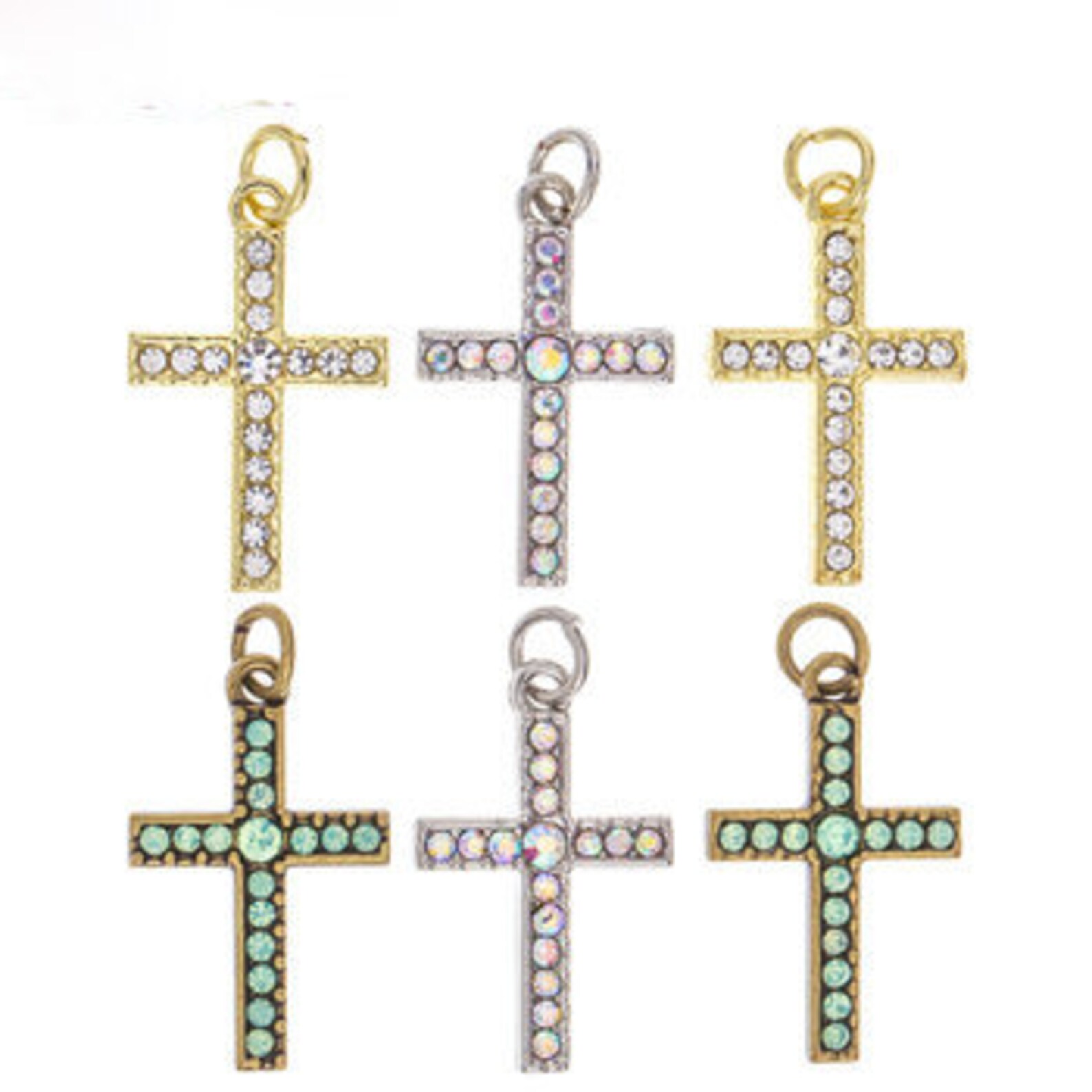 Rhinestone Cross Charms Gold Cross Pendants Crystal Cross - Etsy