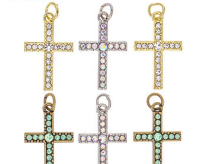 Rhinestone Cross Charms Gold Cross Pendants Crystal Cross Charms With ...