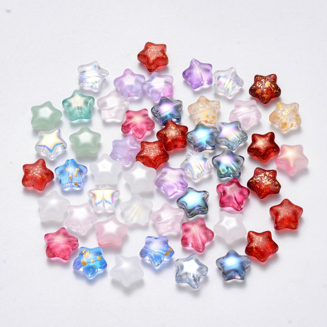 Glass Star Beads Assorted Beads Lot Celestial Jewelry Beads Mixed Beads ...