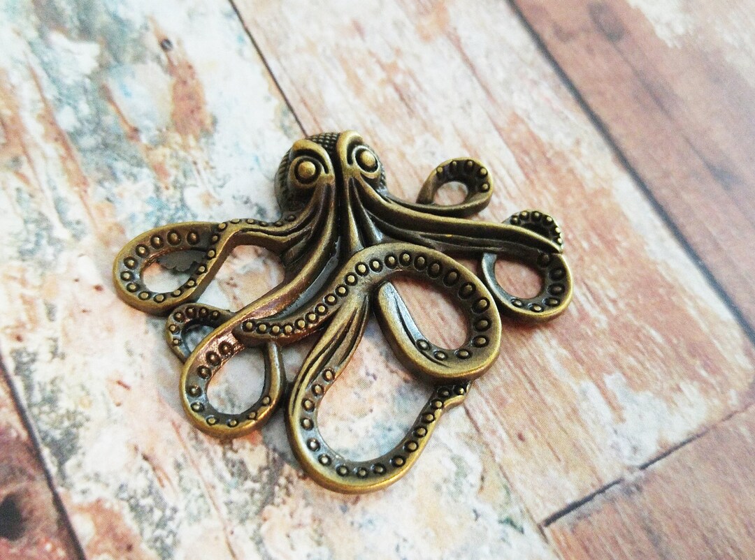 Octopus Pendant Octopus Charm Kraken Pendant Octopus Connector Antiqued ...