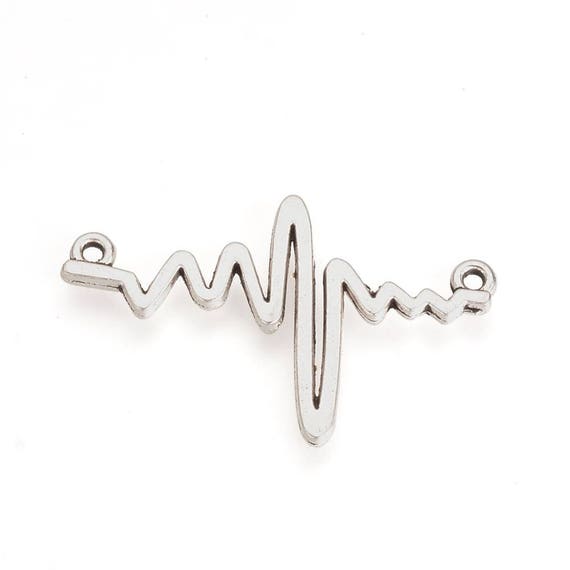 Heart Beat Charm Heart Beat Connector Electorcardiogram | Etsy