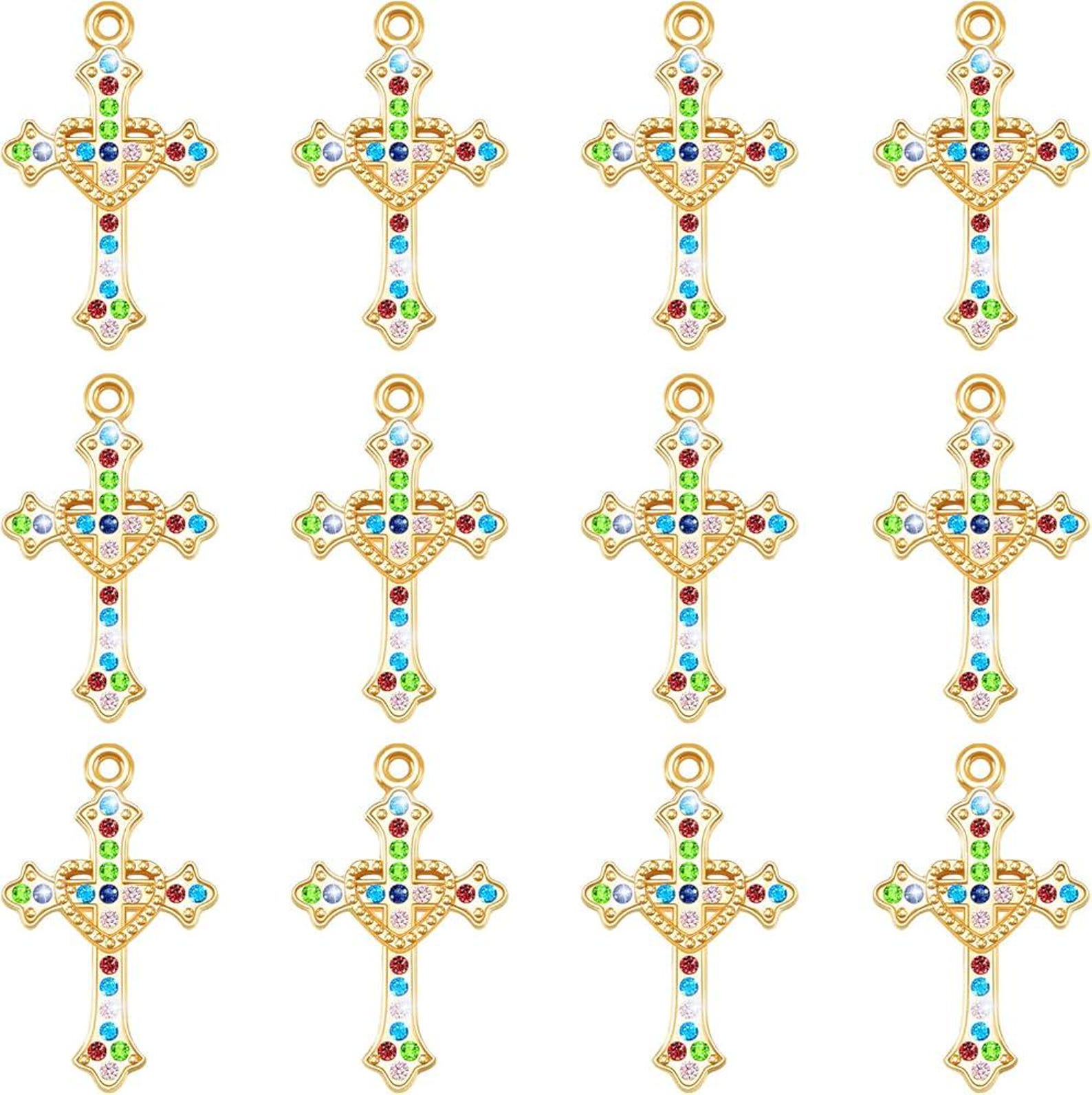 Rhinestone Cross Charms Gold Cross Pendants Crystal Cross Charms ...