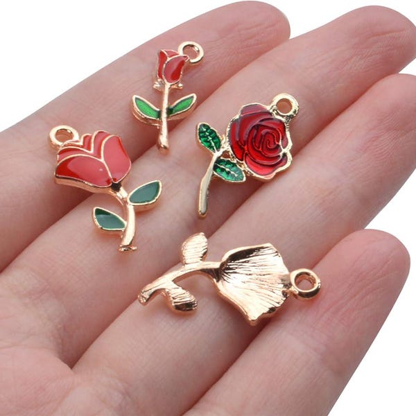 Red Rose Charm - Etsy