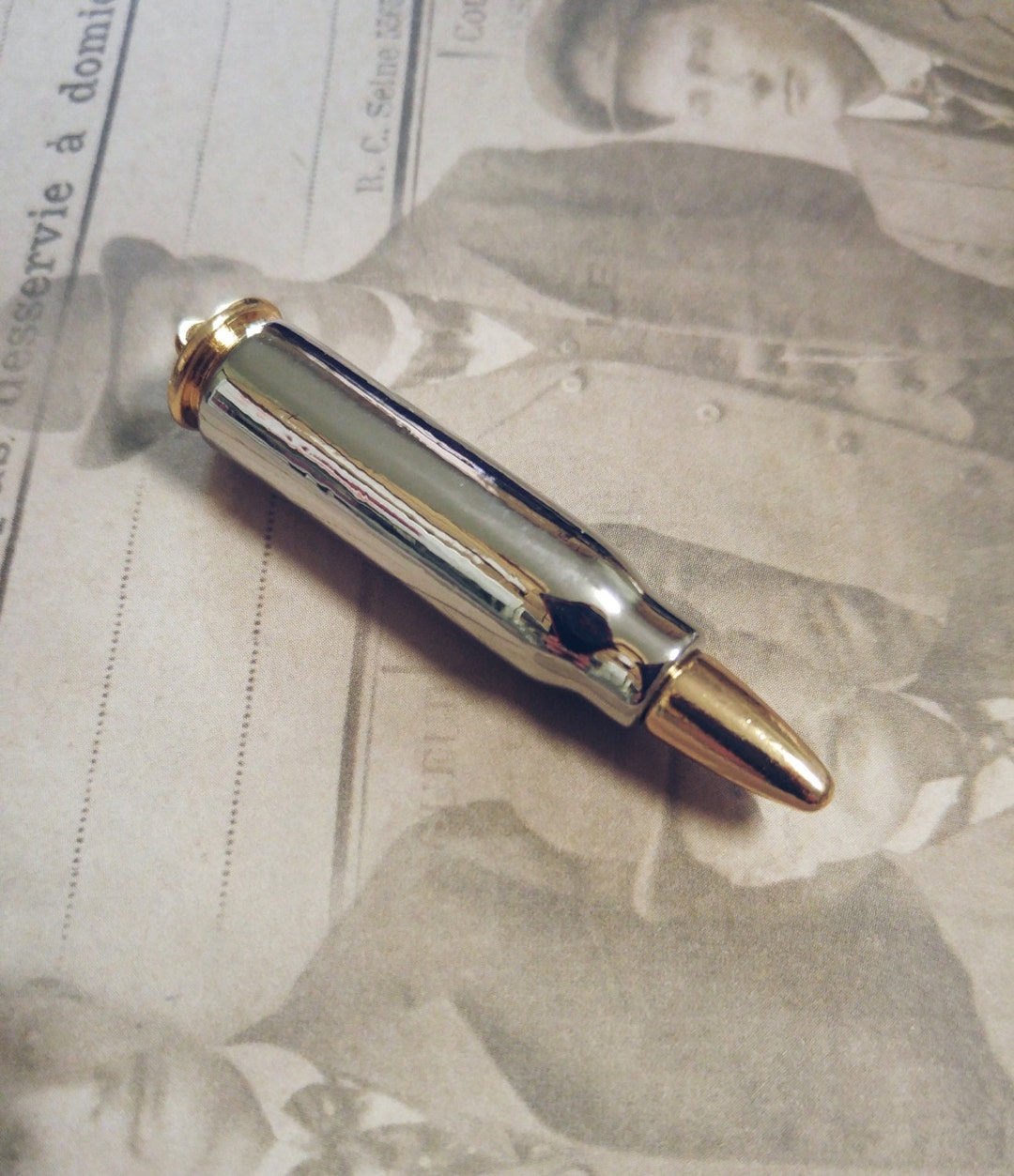 Large Bullet Pendant Mixed Metal Brass Silver Life Size Replica ...