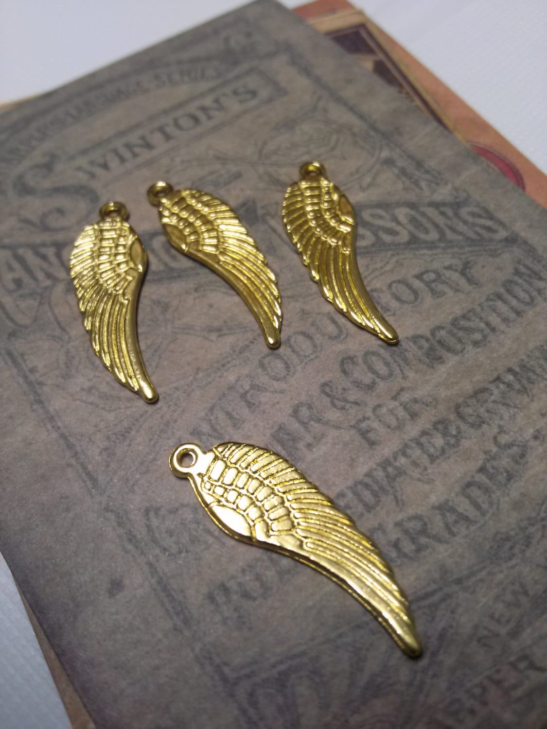 Angel Wing Charms Wing Pendants Shiny Gold Wing Charms 30mm | Etsy