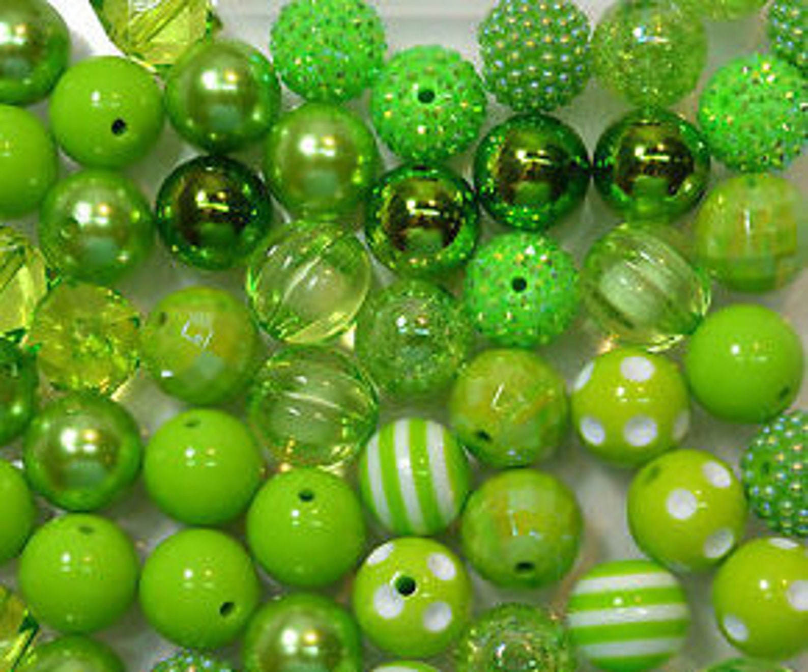 Green Bubblegum Beads Mix Large Beads 20mm Beads Assorted Beads Lime ...