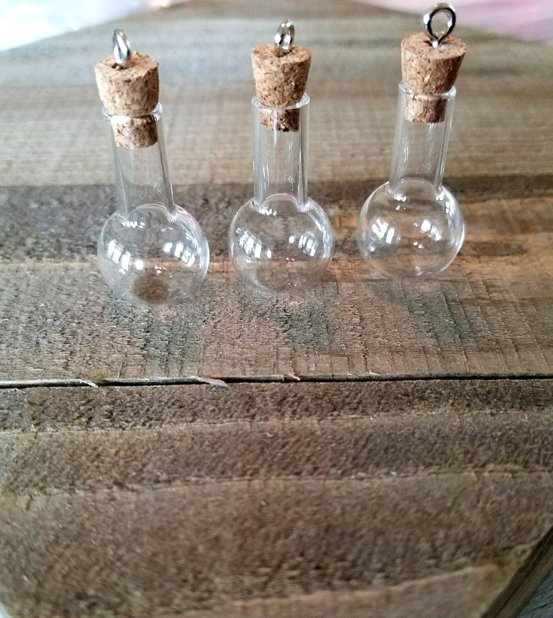 Glass Vial Pendants Small Glass Bottles Flask Bottles Tiny - Etsy