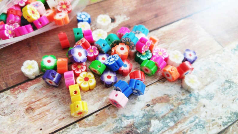 Polymer Clay Beads Assorted Beads Flower Beads 8mm Beads 20 Pieces ...